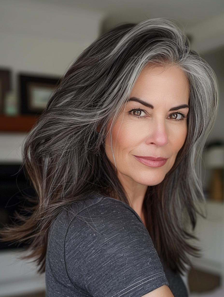 Gray Blend Inspiration: 28 Ways to Enhance Dark Hair - Style US